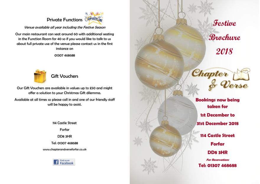 Special Occasions Menus | Chapter & Verse