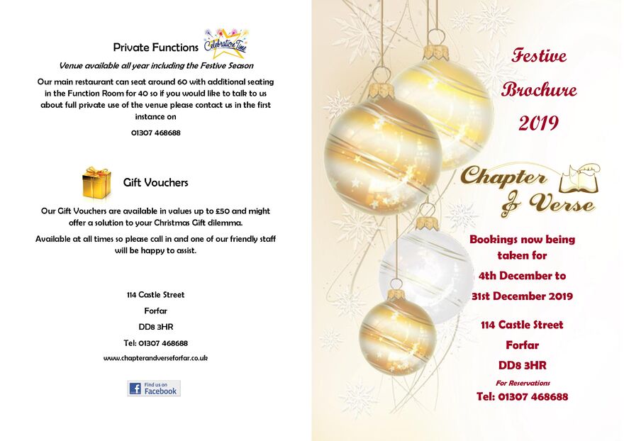 Special Occasions Menus | Chapter & Verse